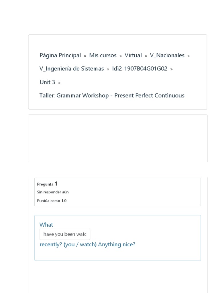 Taller - Grammar Workshop - Present Perfect Continuous PDF | PDF