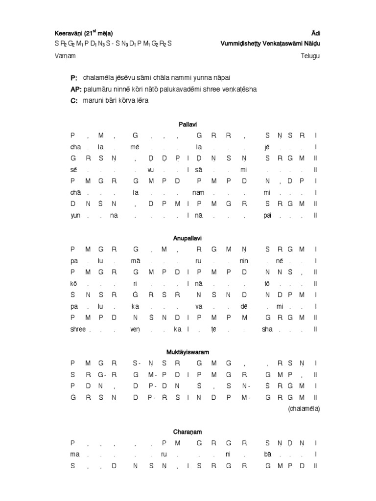 Keeravani Varnam | PDF