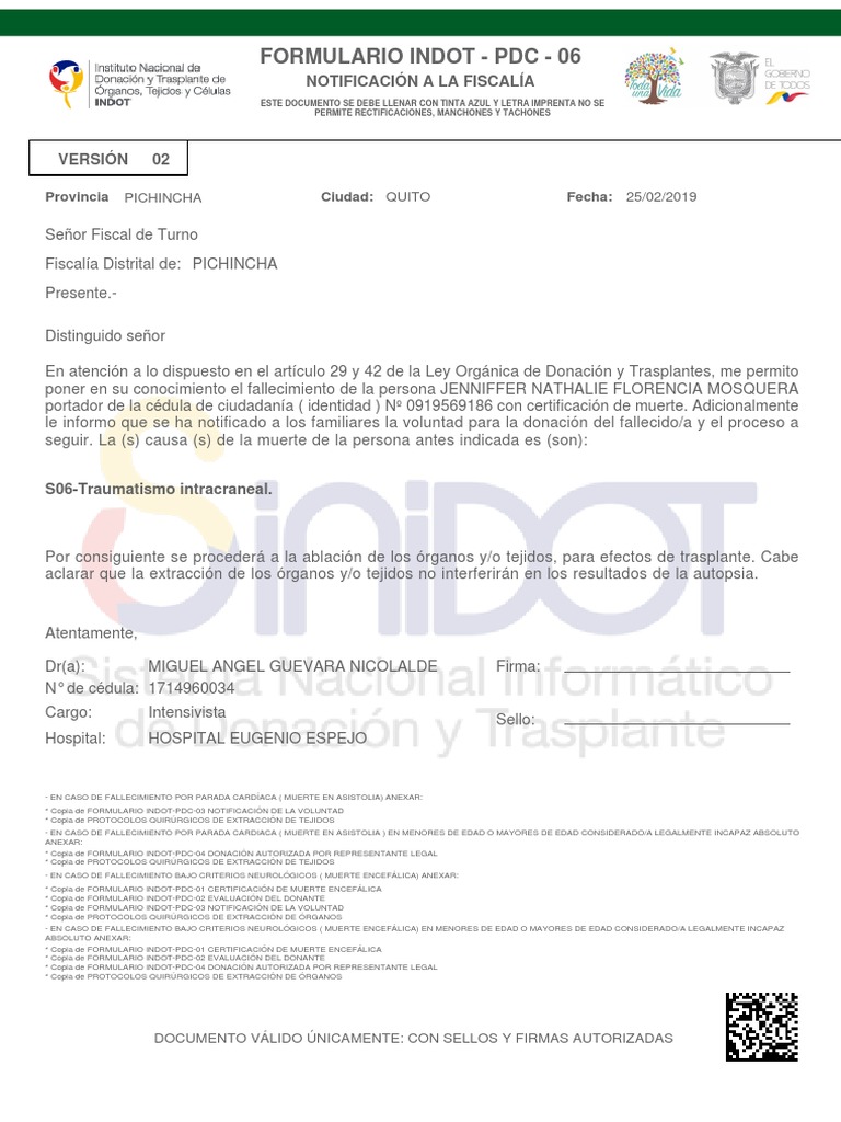 Formulario Indot PDC06 | PDF