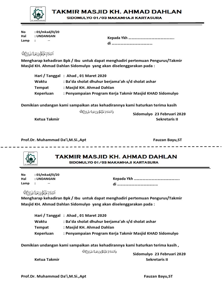 Undangan Takmir | PDF