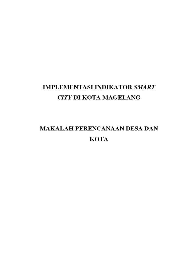 Implementasi Indikator Smart City Di Kota Magelang | PDF