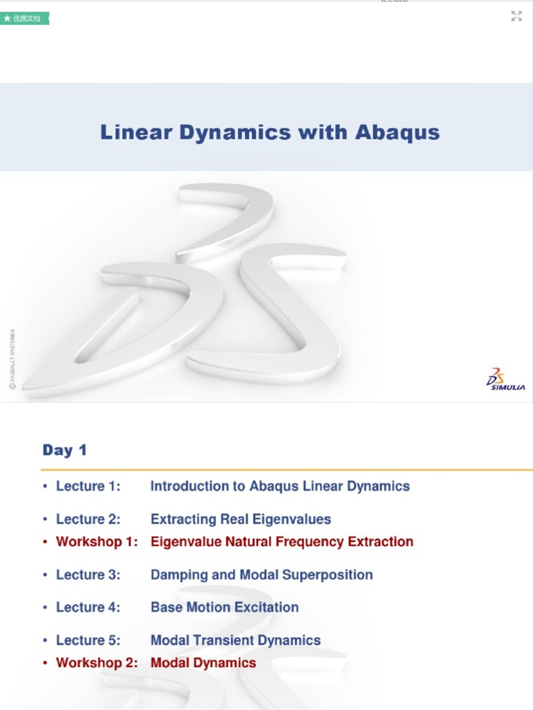L00 Linear Dynamics With Abaqus | PDF