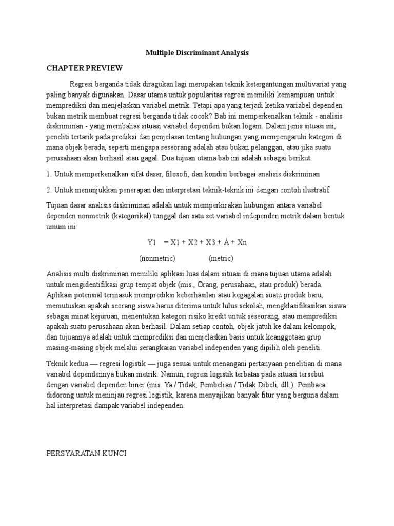 Multiple Discriminant Analysis | PDF