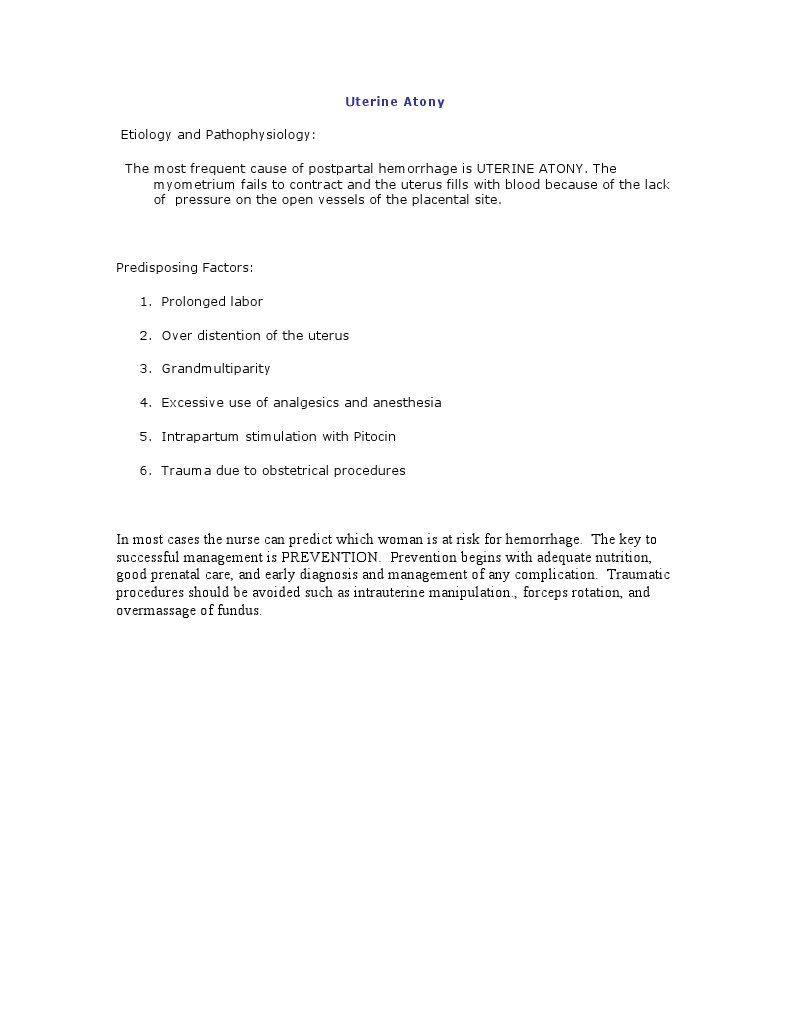Uterine Atony | PDF