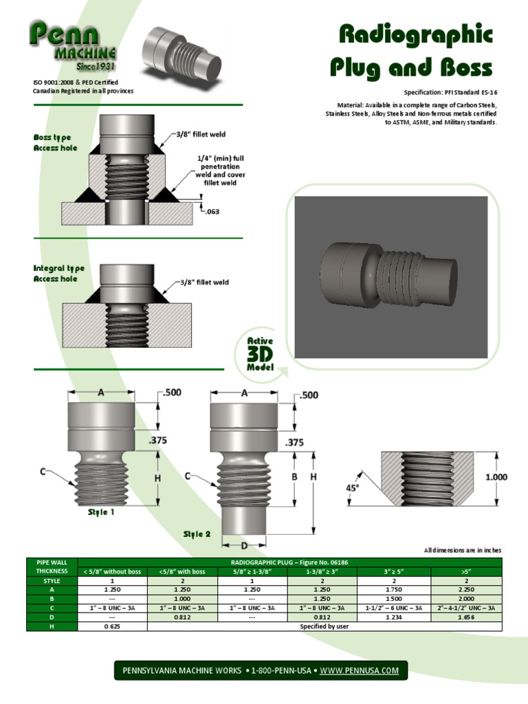 Radiographic Plug Specifications | PDF | Technology & Engineering