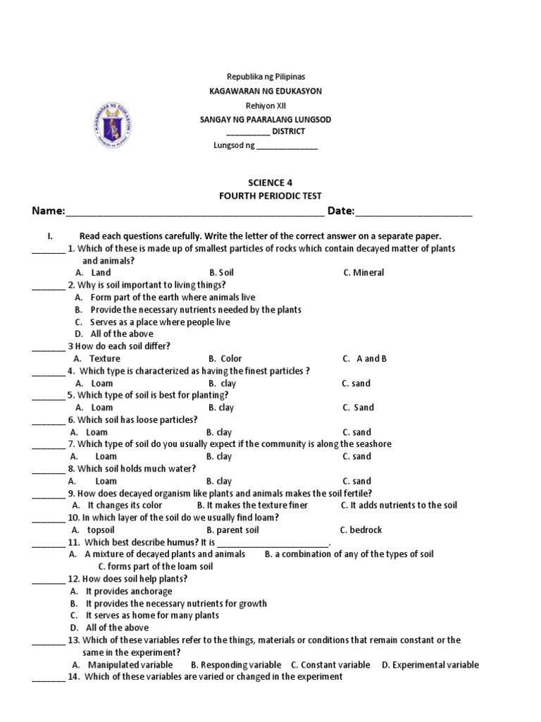 Science 4 Fourth Periodic Test Guide | PDF