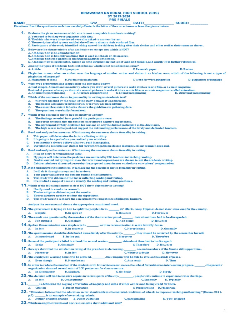 PreFi English For Academic and Professional Purpose | PDF