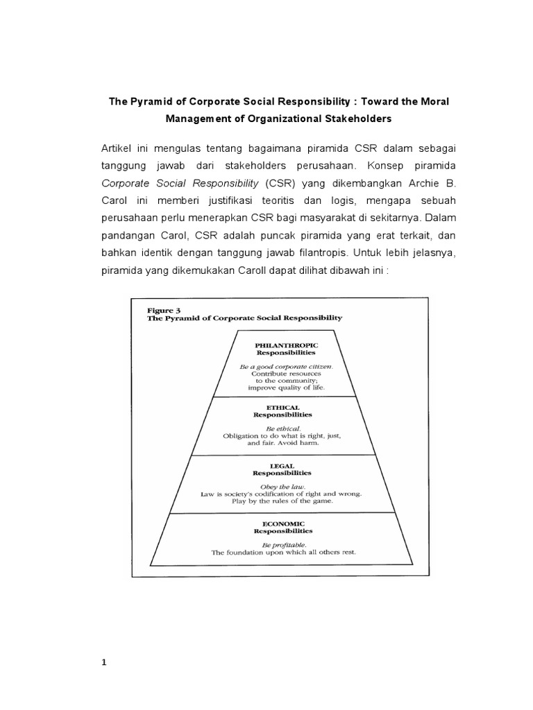 The Pyramid of Corporate Social Responsibility | PDF