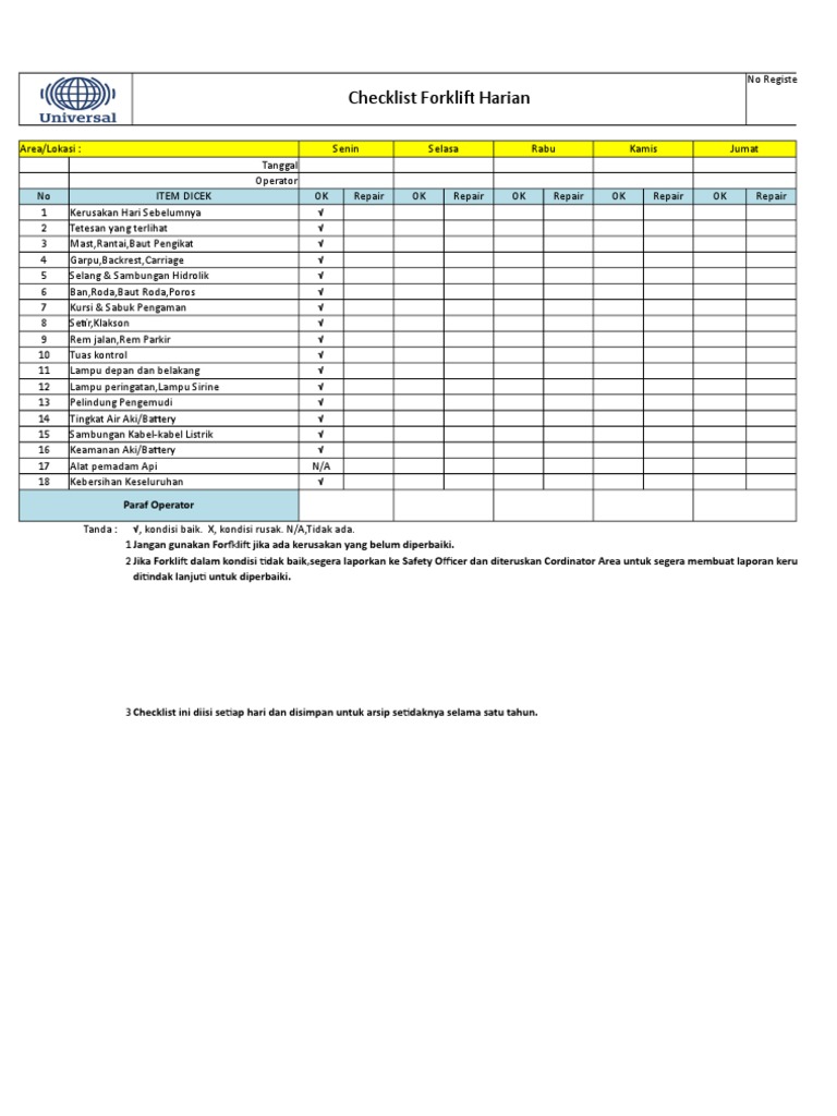 Checklist Harian | PDF