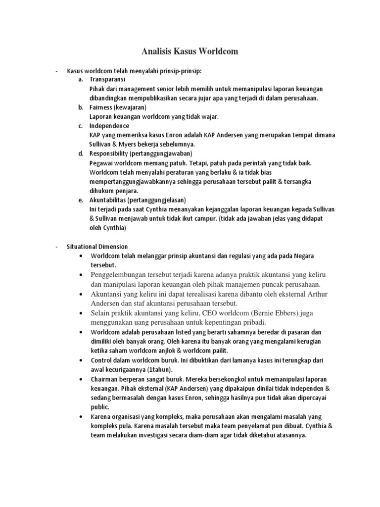 Analisis Kasus Skandal Worldcom | PDF | Bisnis