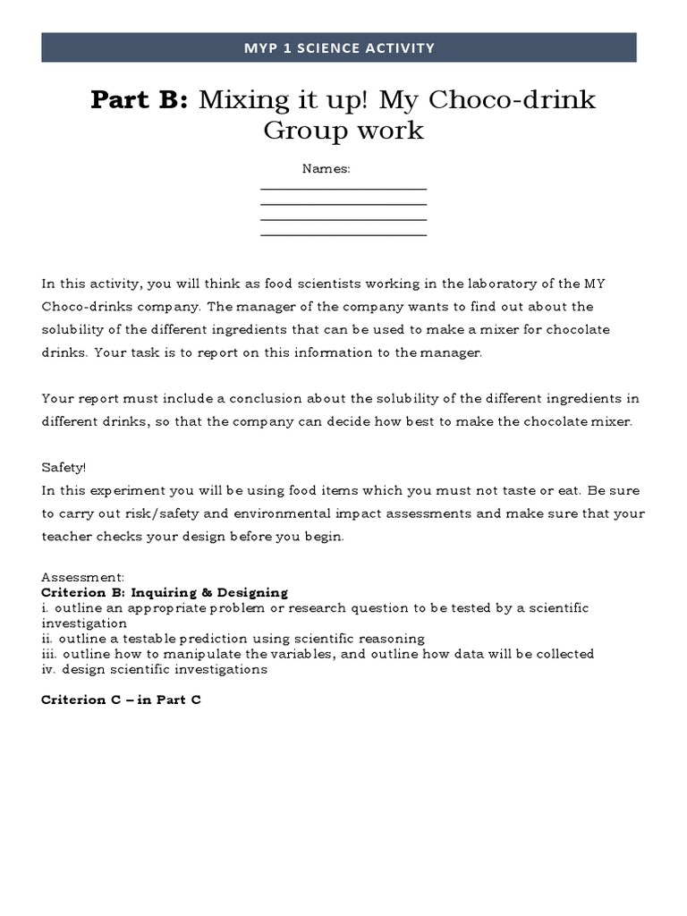 Part B Mixing It Up | PDF