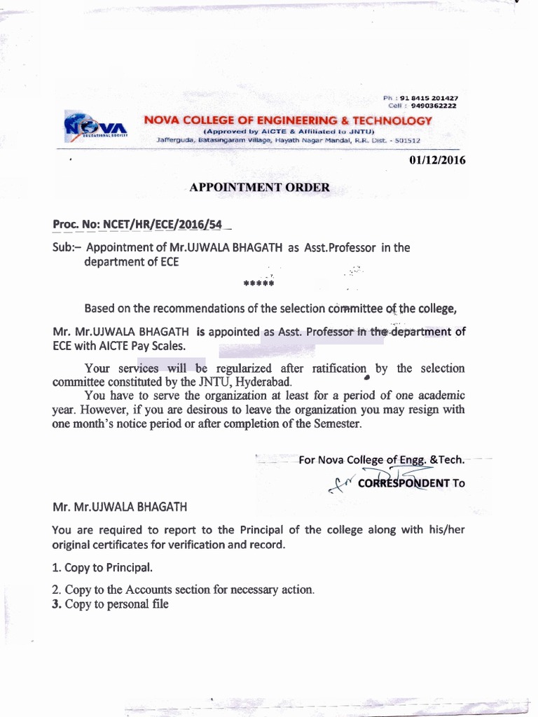 NOVA (2) - Appointment Order PDF | PDF