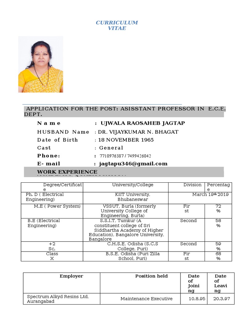 2020 CV Ujwala | PDF