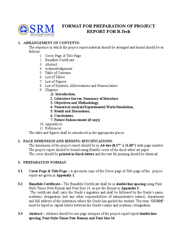 SRM Ug Project Report Format 2018 | PDF