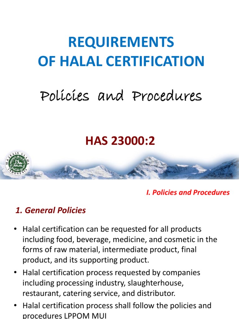 Requirements of Halal Certification Procedures | PDF