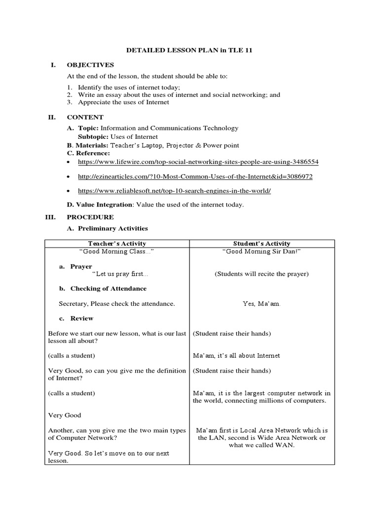 DETAILED LESSON PLAN in TLE 11 Dan | PDF