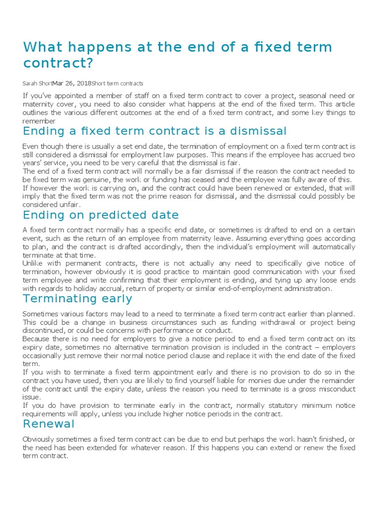 End of Fixed-Term Contract Insights | PDF | Business