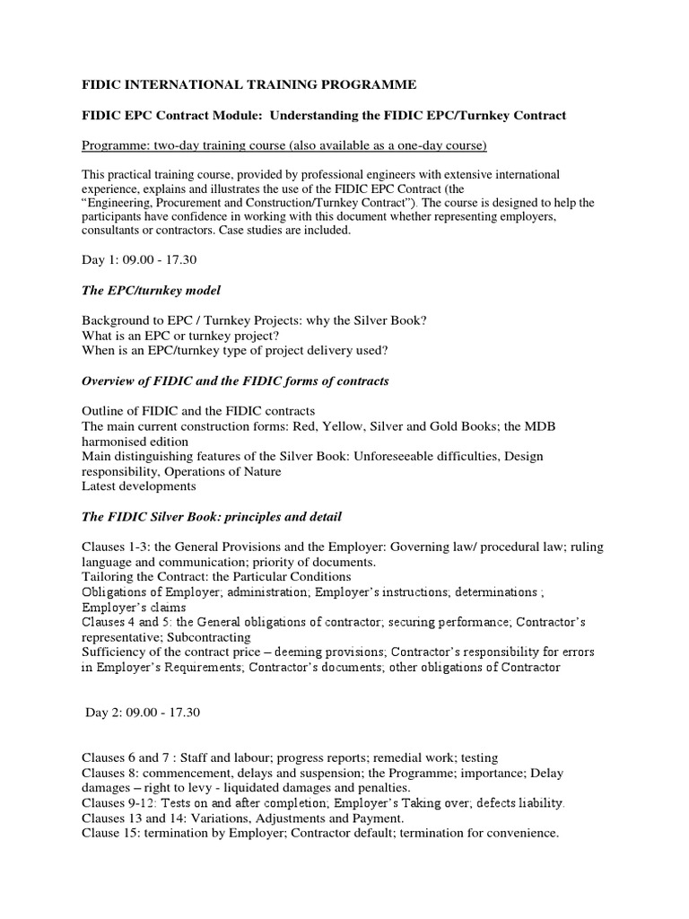 Understanding Fidic Epc Turnkey Contract Pdf