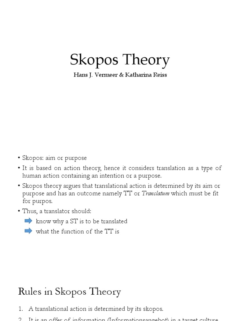 Skopos Theory | PDF | Career & Growth | Foreign Language Studies