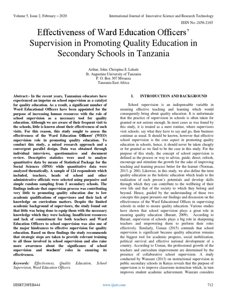 Effectiveness of Ward Education Officers' Supervision in Promoting ...