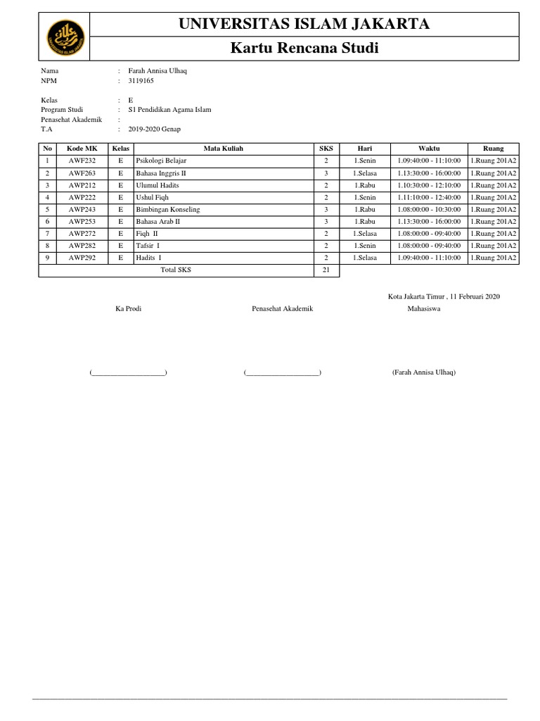 Cetak Rencana Studi PDF | PDF