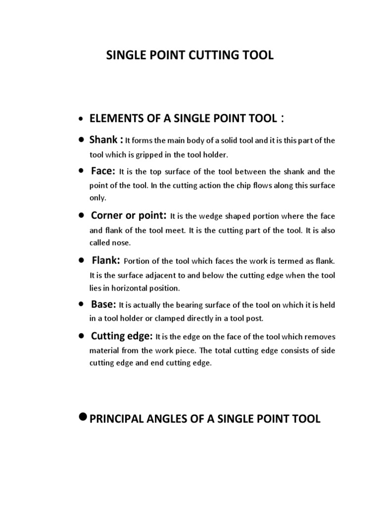 Single Point Cutting Tool Elements & Angles | PDF
