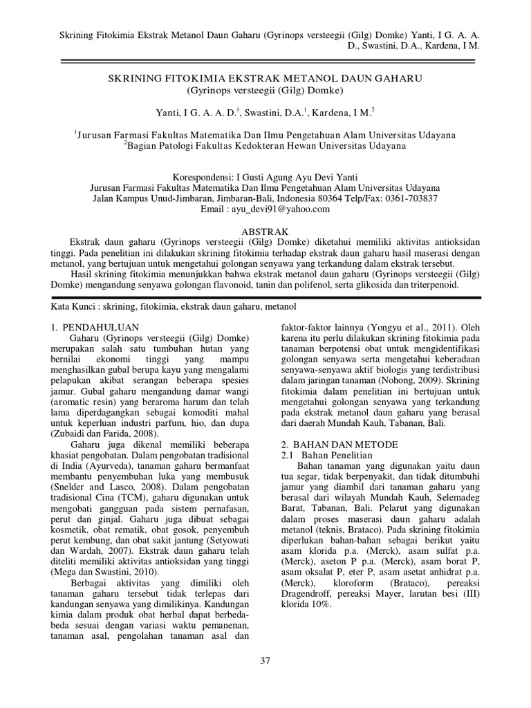 Skrining Fitokimia Ekstrak Metanol Daun 011ed205 | PDF
