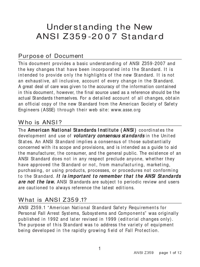 Understanding ANSI Z359 PDF | PDF