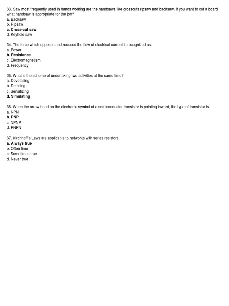 TLE Questions and Answers Key | PDF | Teaching Methods & Materials ...