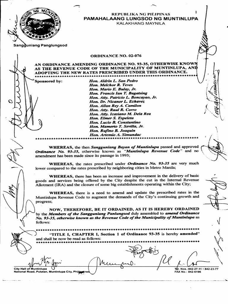 Muntinlupa City - Revenue Code | PDF