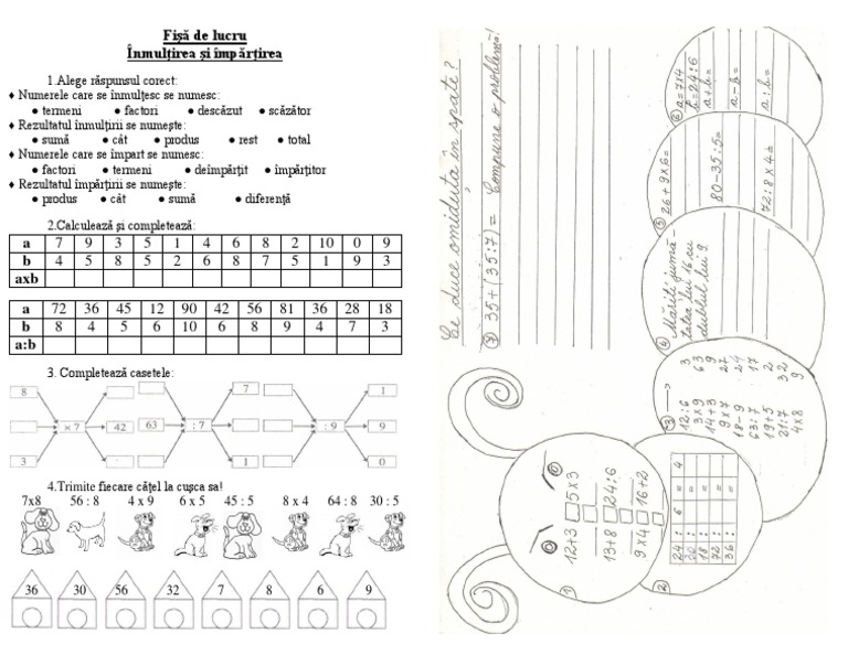 2.fisa de Lucru - Inmultirea Si Impartirea | PDF