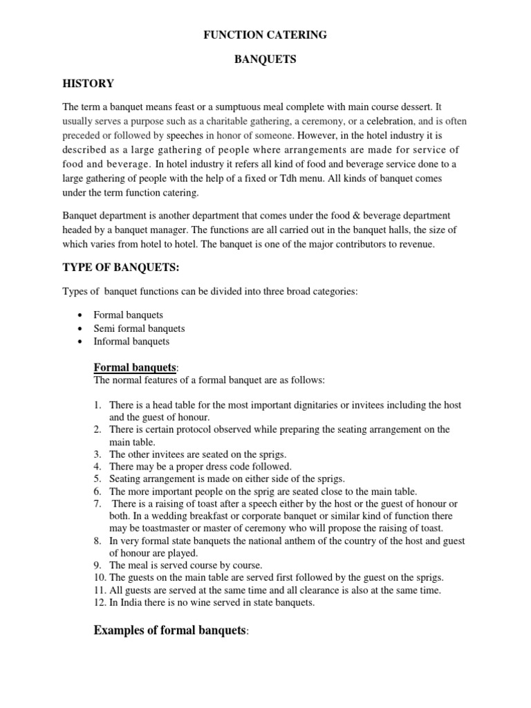 Understanding Formal Banquet Operations | PDF