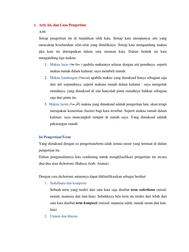 Macam - Macam Arti, Isi Dan Luas Pengertian | PDF
