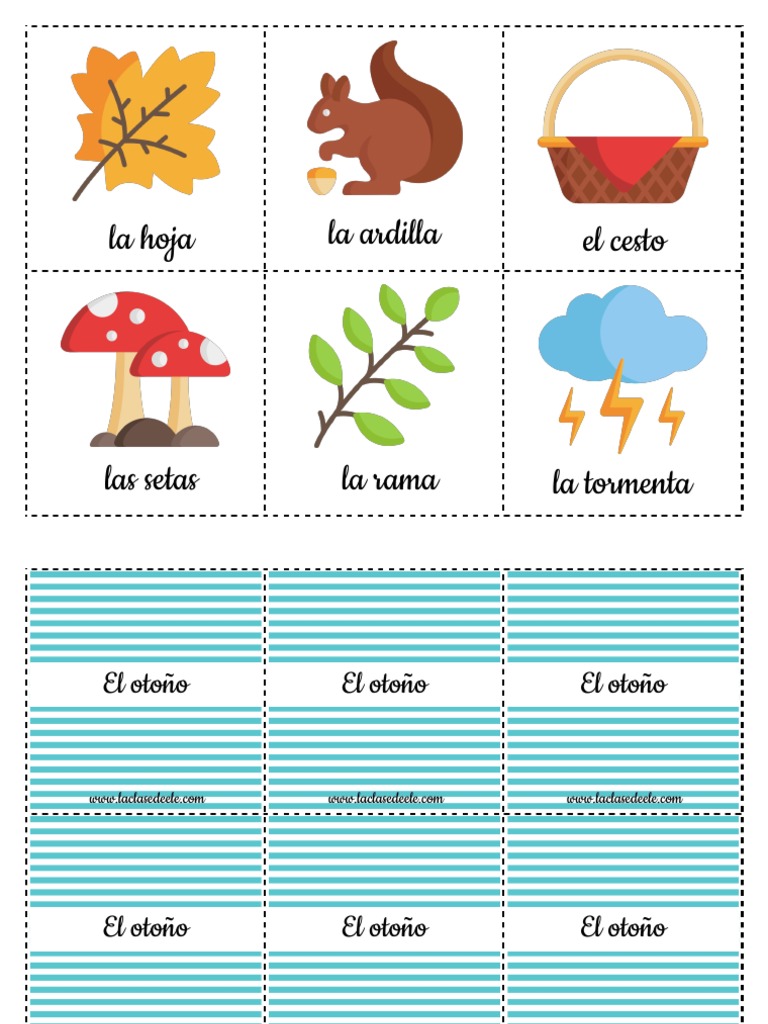 Tarjetas Vocabulario Otoño PDF | PDF