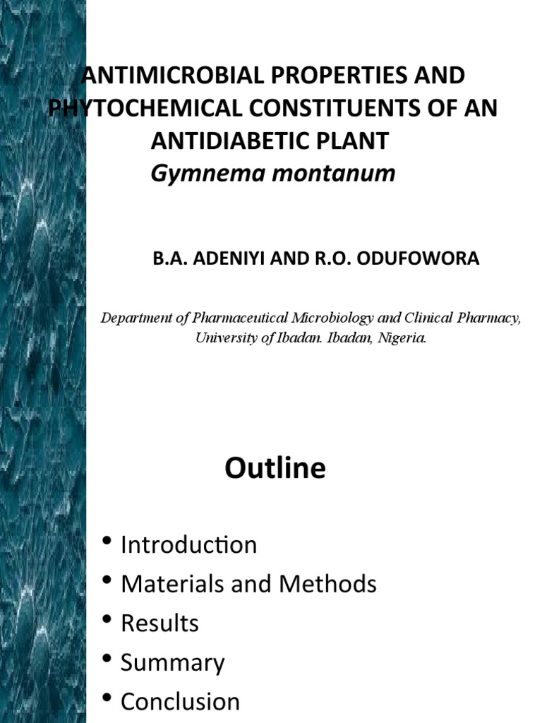 Antimicrobial Properties and Phytochemical Constituents of An ...