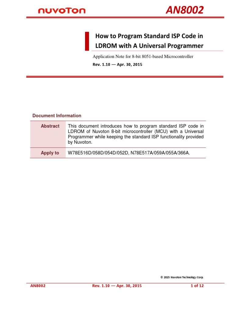 AN8002 Program ISP Code in LDROM EN Rev1.10 PDF | PDF | Business ...