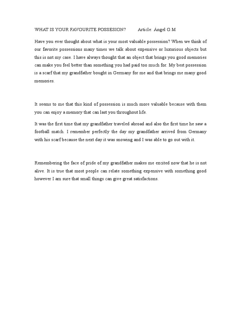 What Is Your Favourite Possesion | PDF | Home & Garden