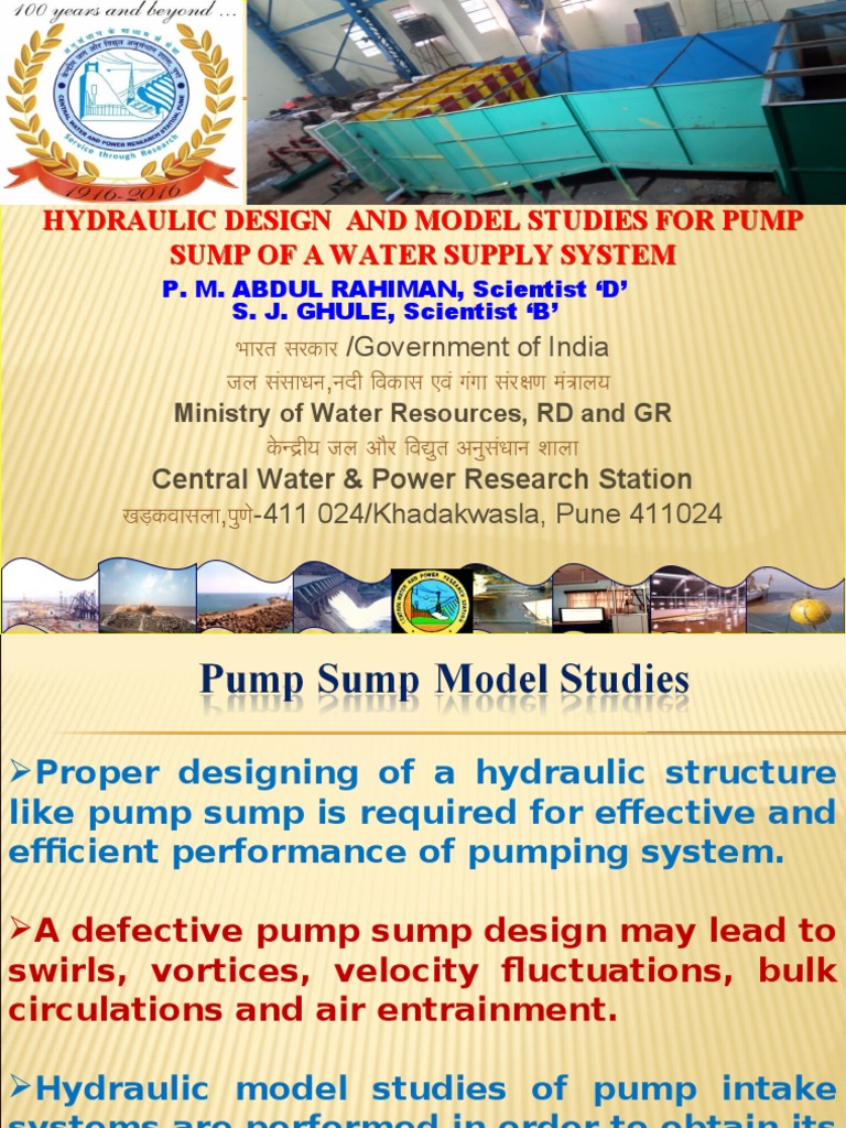 Hydraulic Design and Model Studies For Pump Sump of A Water Supply ...