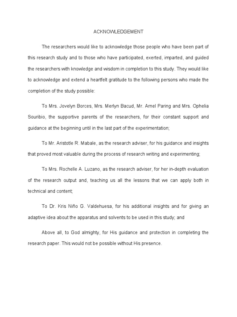 Acknowledgements in Research Study | PDF
