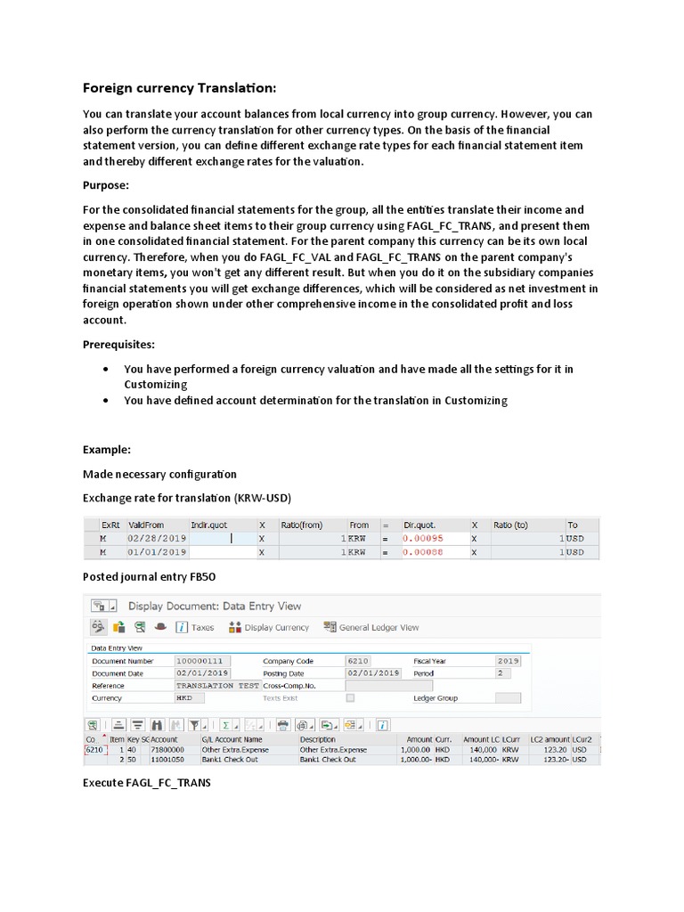 Foreign Currency Translation - PL Items | PDF