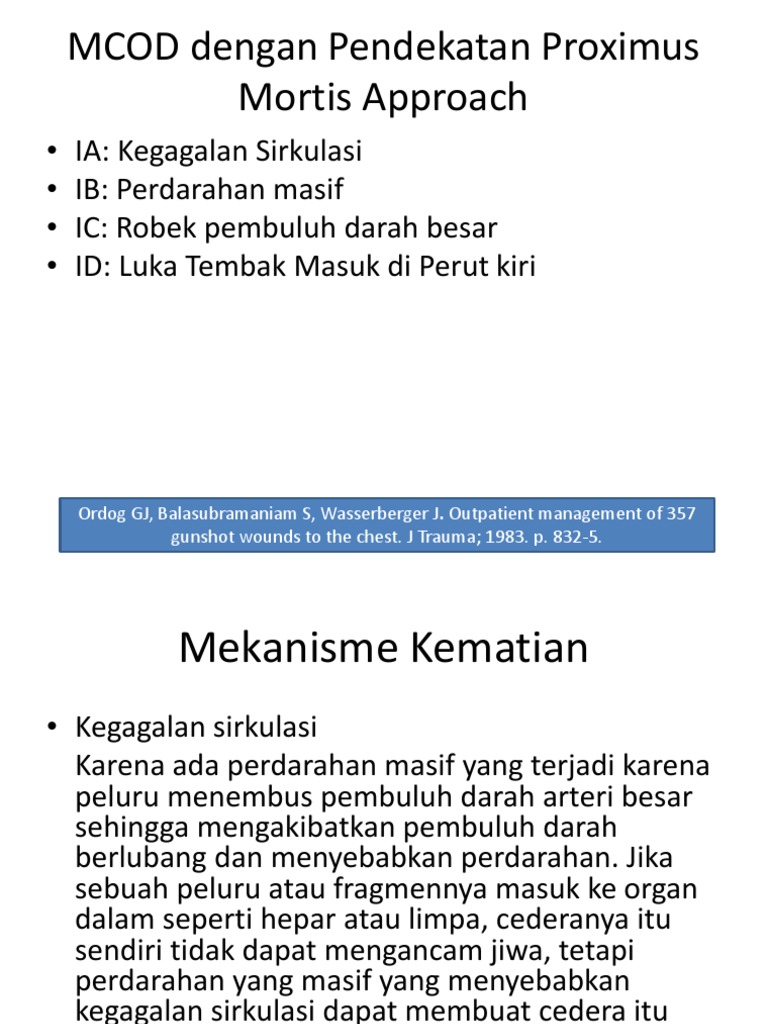 MCOD Dengan Pendekatan Proximus Mortis Approach | PDF