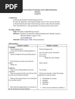 Lesson Plan in Tle 7 (Carpentry) I. Objectives | PDF | Carpentry | Tools