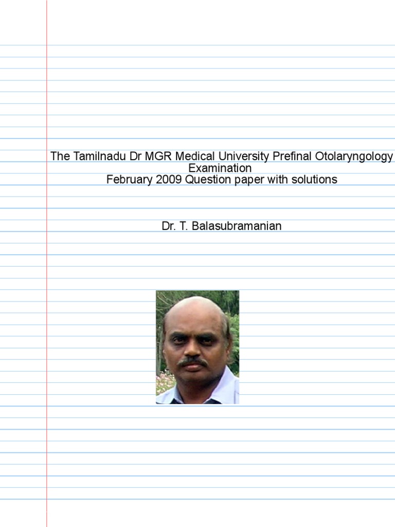 Tamil Nadu DR MGR Medical University ENT MBBS Prefinal Feb 2009 ...