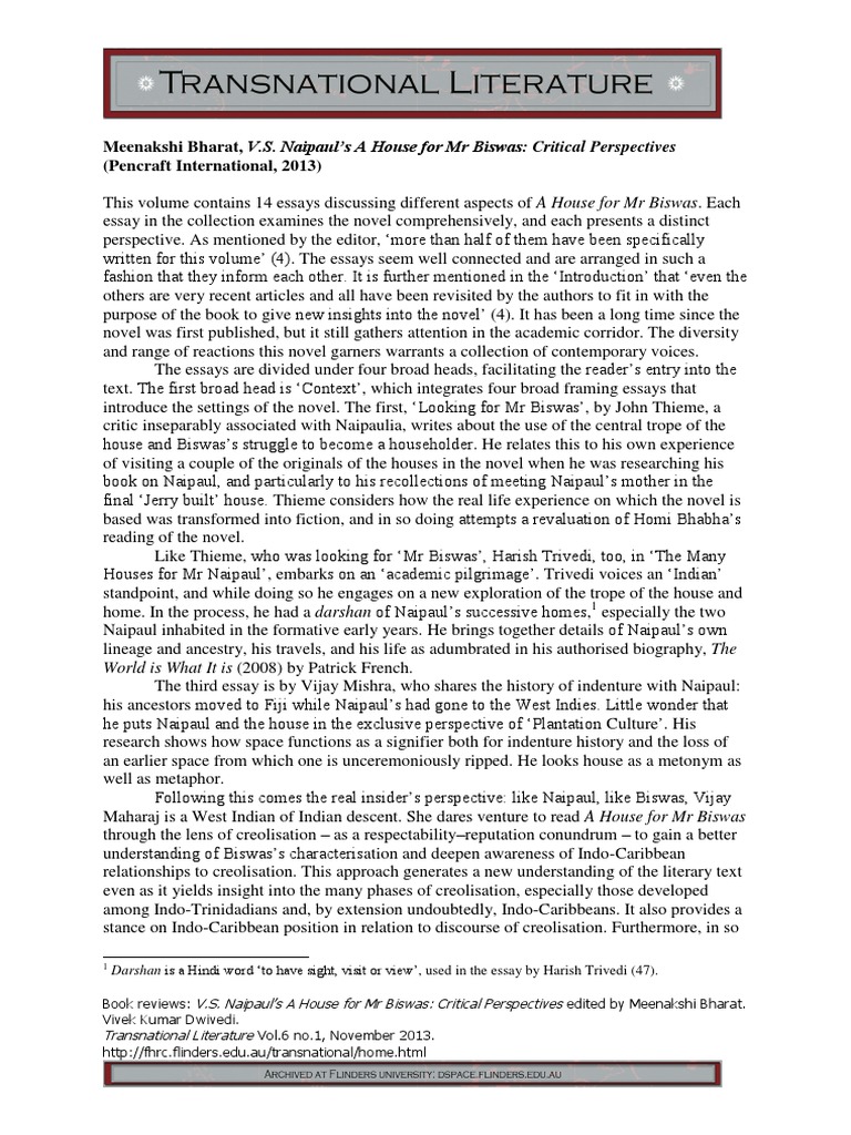 A House For MR Biswas | PDF