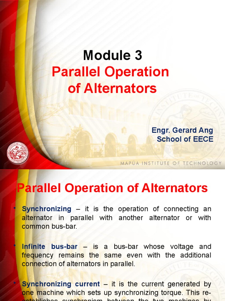 Module 3 Parallel Operation of Alternators | PDF | Science & Mathematics | Technology & Engineering