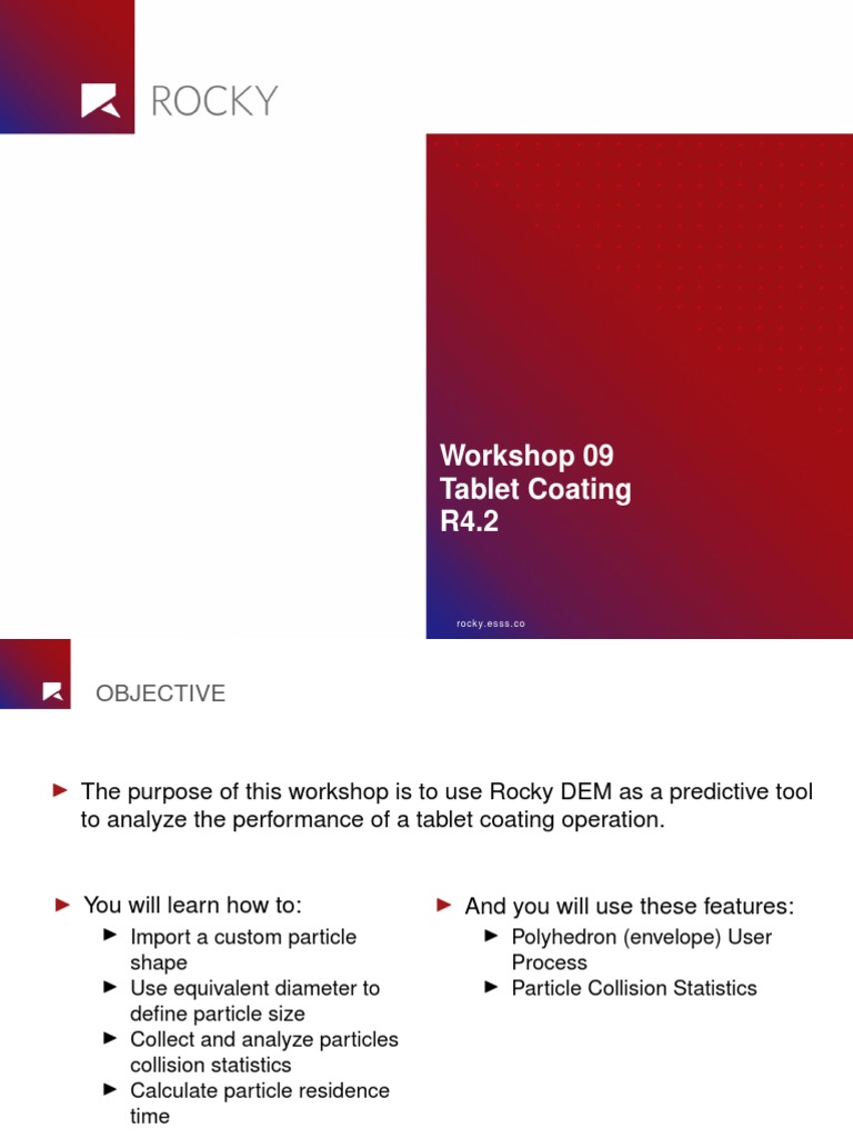 Workshop 09 - Tablet Coating - Rocky 4.2 | PDF