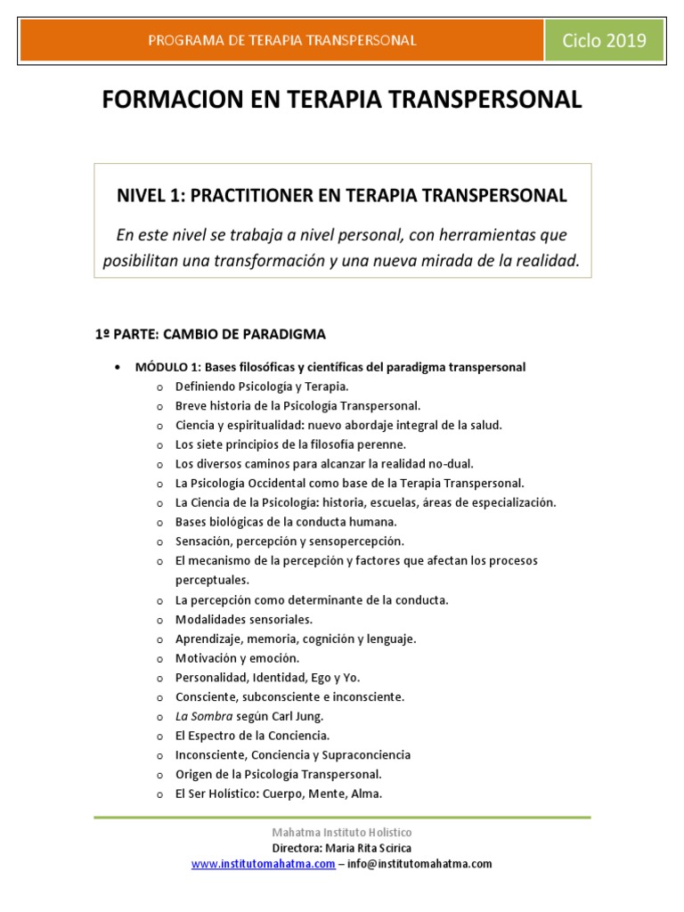 Programa Terapia Transpersonal Practitioner | PDF