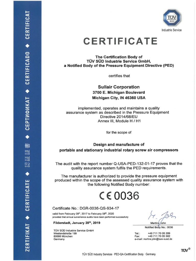 PED Certificate PDF | PDF