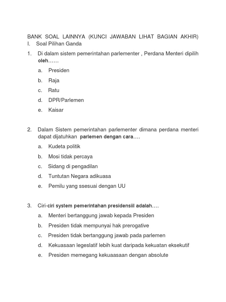 Soal Usbn PKN 1 | PDF | Politik | Ilmu Sosial