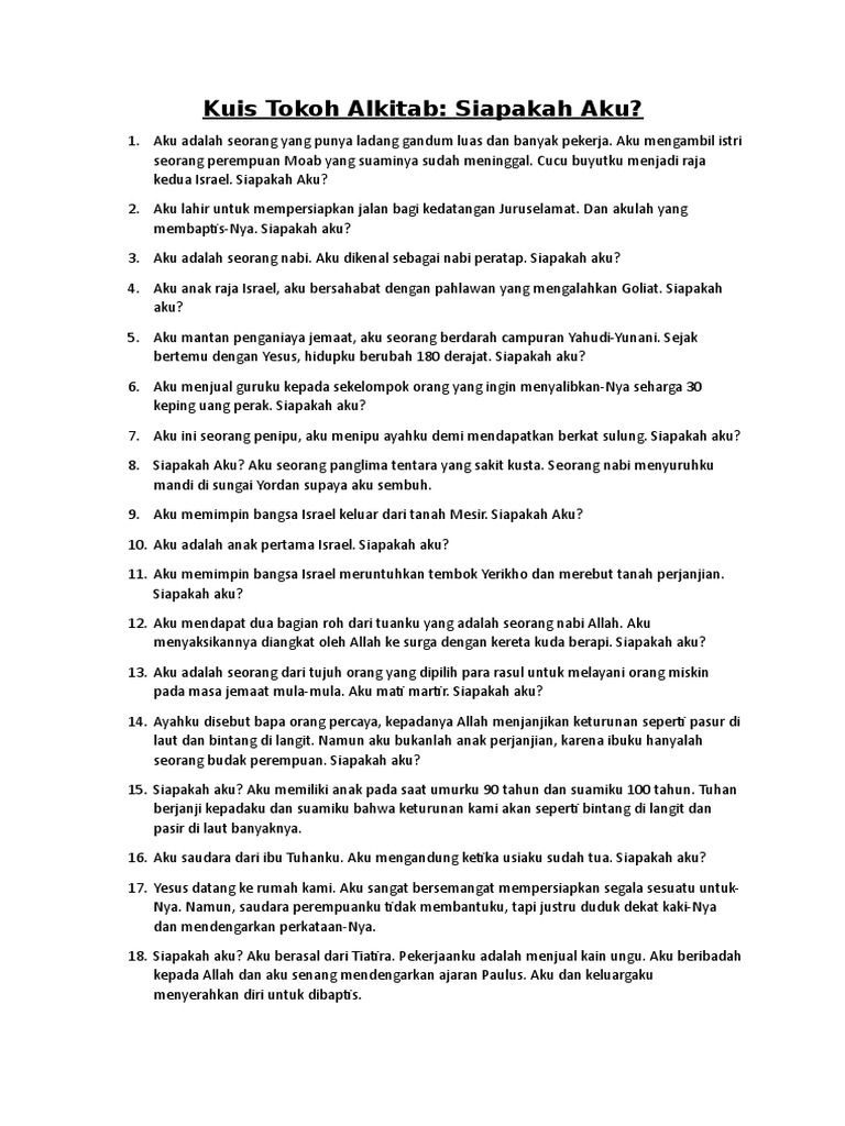 Kuis Tokoh Alkitab | PDF